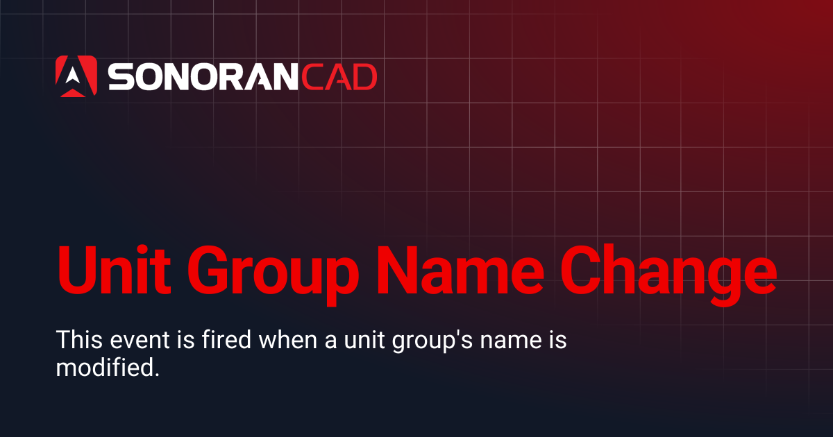 Unit Group Name Change | CAD | Sonoran Software Documentation