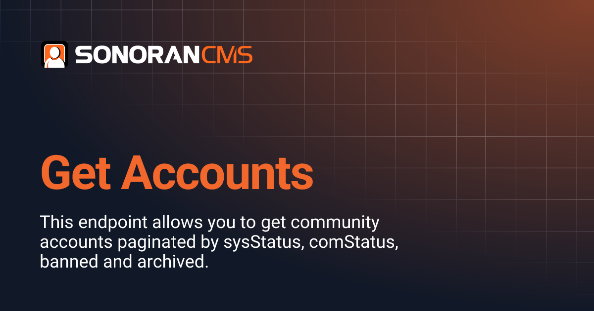 Get Accounts | Sonoran Software Documentation