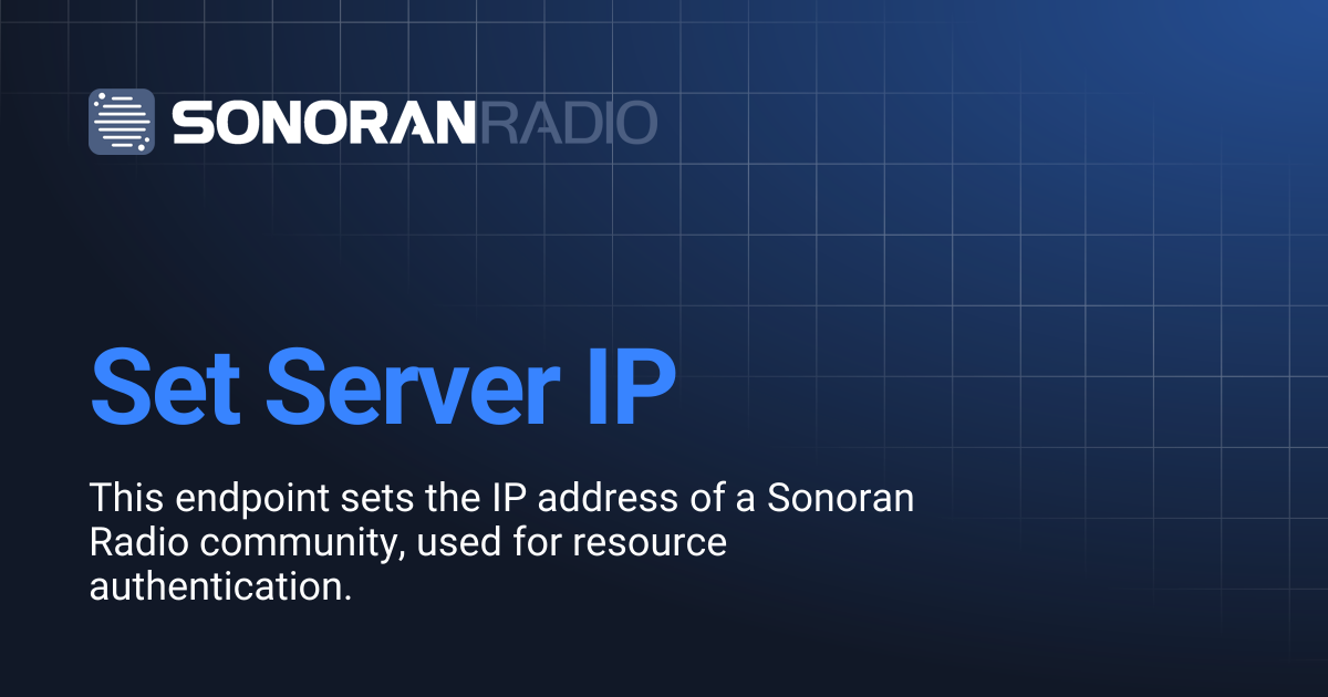 Set Server IP | Radio | Sonoran Software Documentation