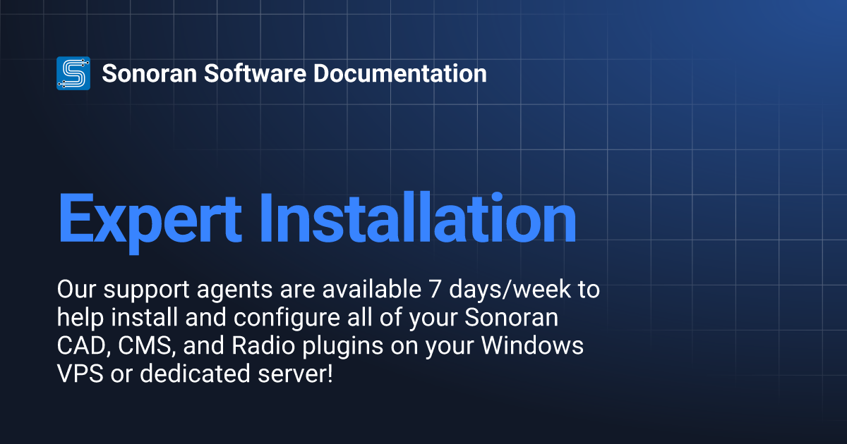 Expert Installation | Sonoran Software Documentation